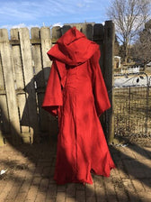 Red Occult Robe with Oversized Sleeves and Giant Hood, red witch robe ...