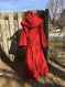 Red Occult Robe with Oversized Sleeves and Giant Hood, red witch robe ...
